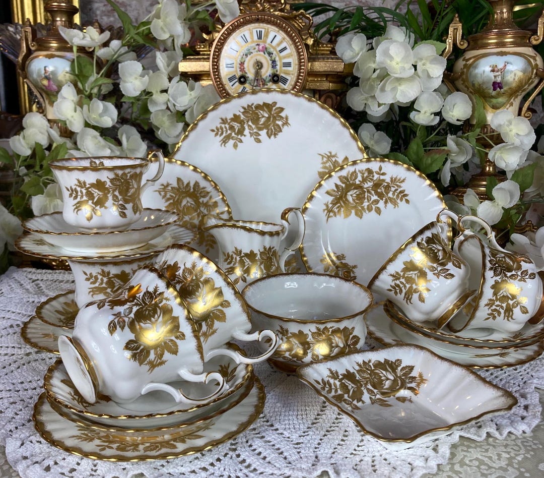 Royal Albert Golden Rose Tea Set - Etsy