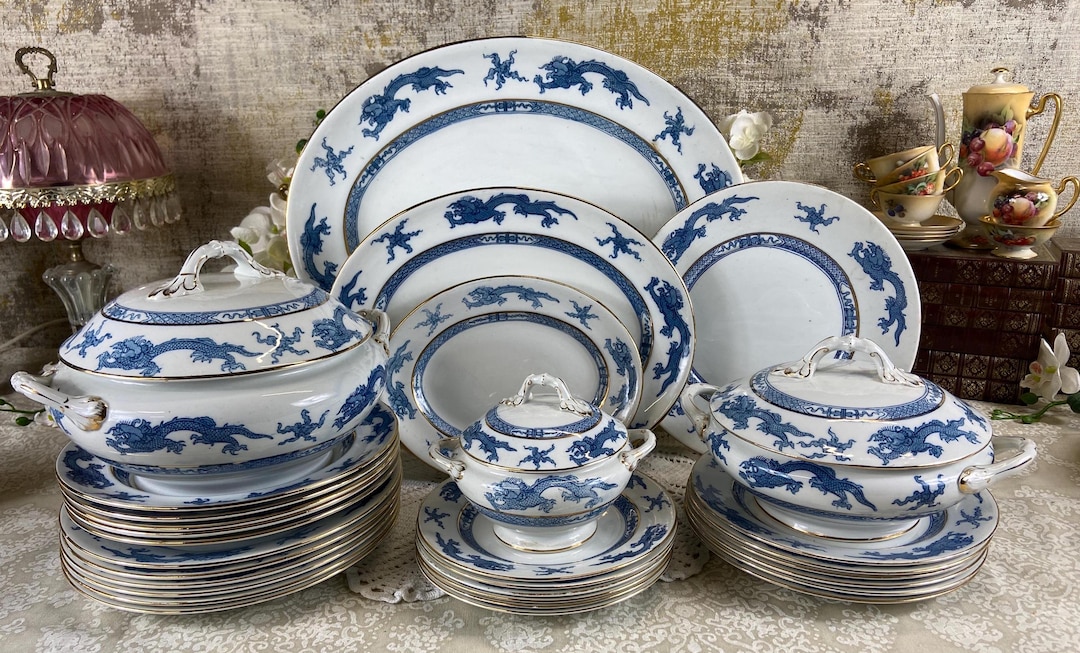 An Antique Wilton Ware Dragon Dinner Set - Etsy