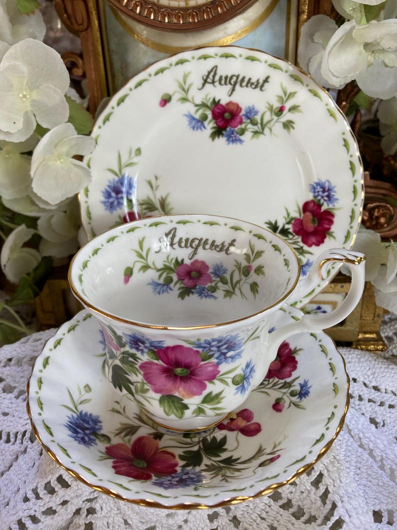 Royal Albert Flowers of the Month August Trio - Etsy