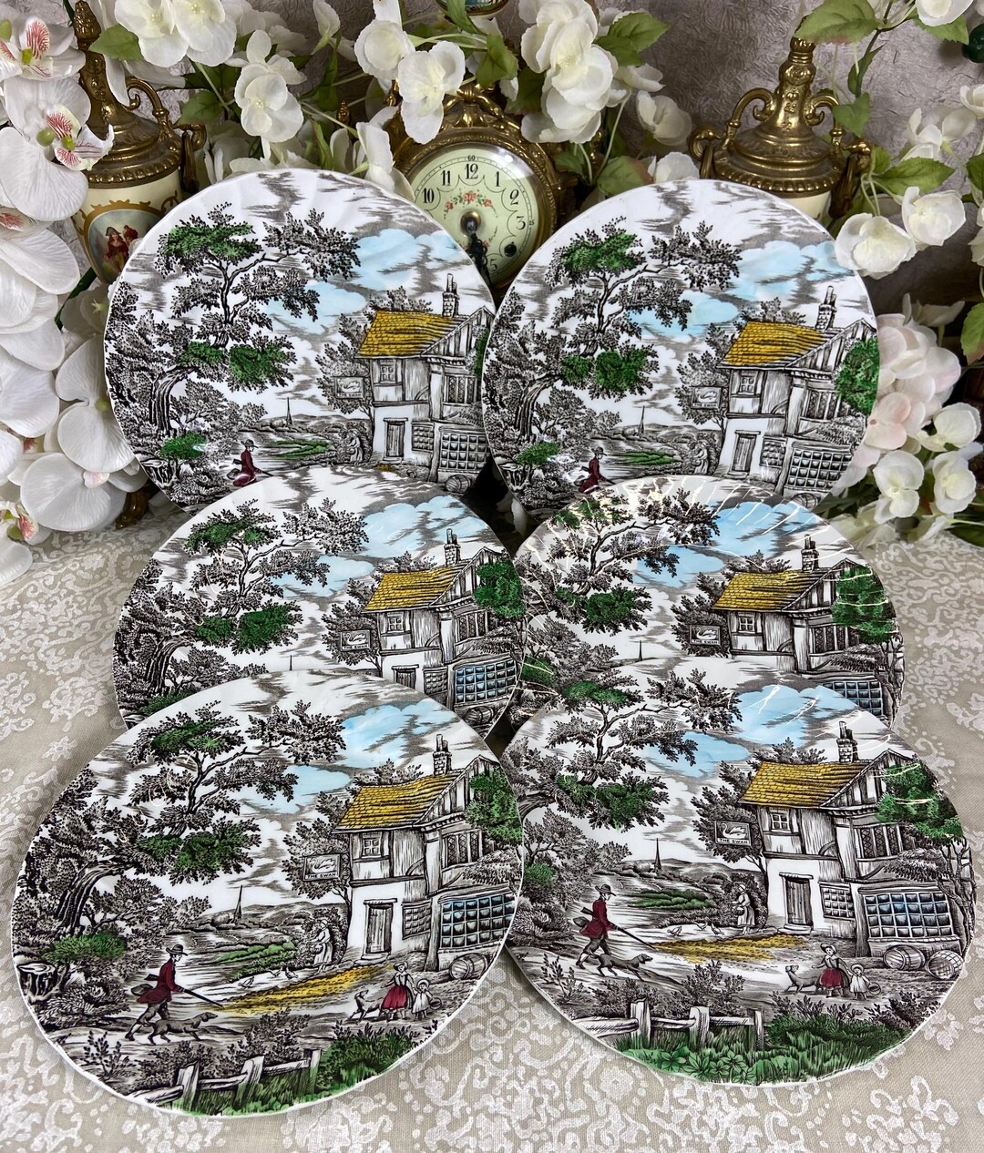 Vintage Myott the Hunter 6-plates - Etsy