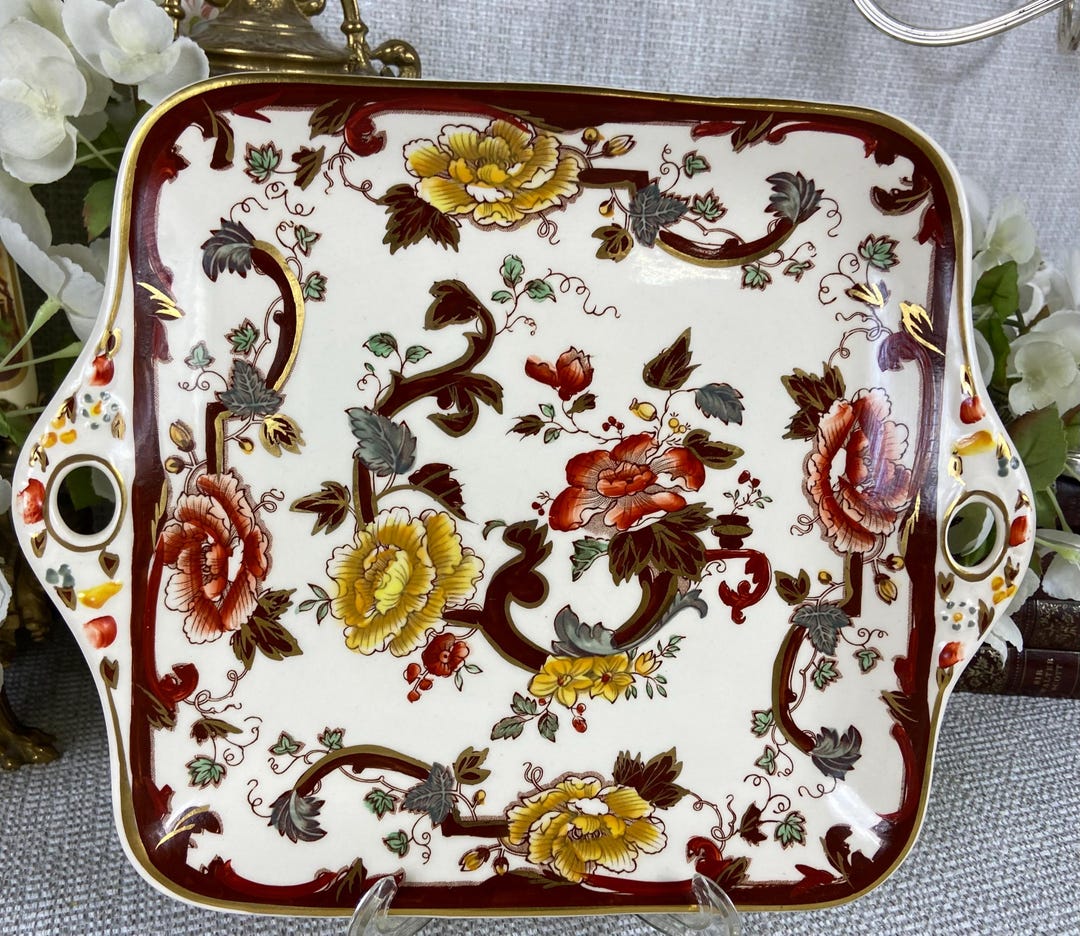 Vintage Masons Brown Velvet Pattern Cake Plate - Etsy
