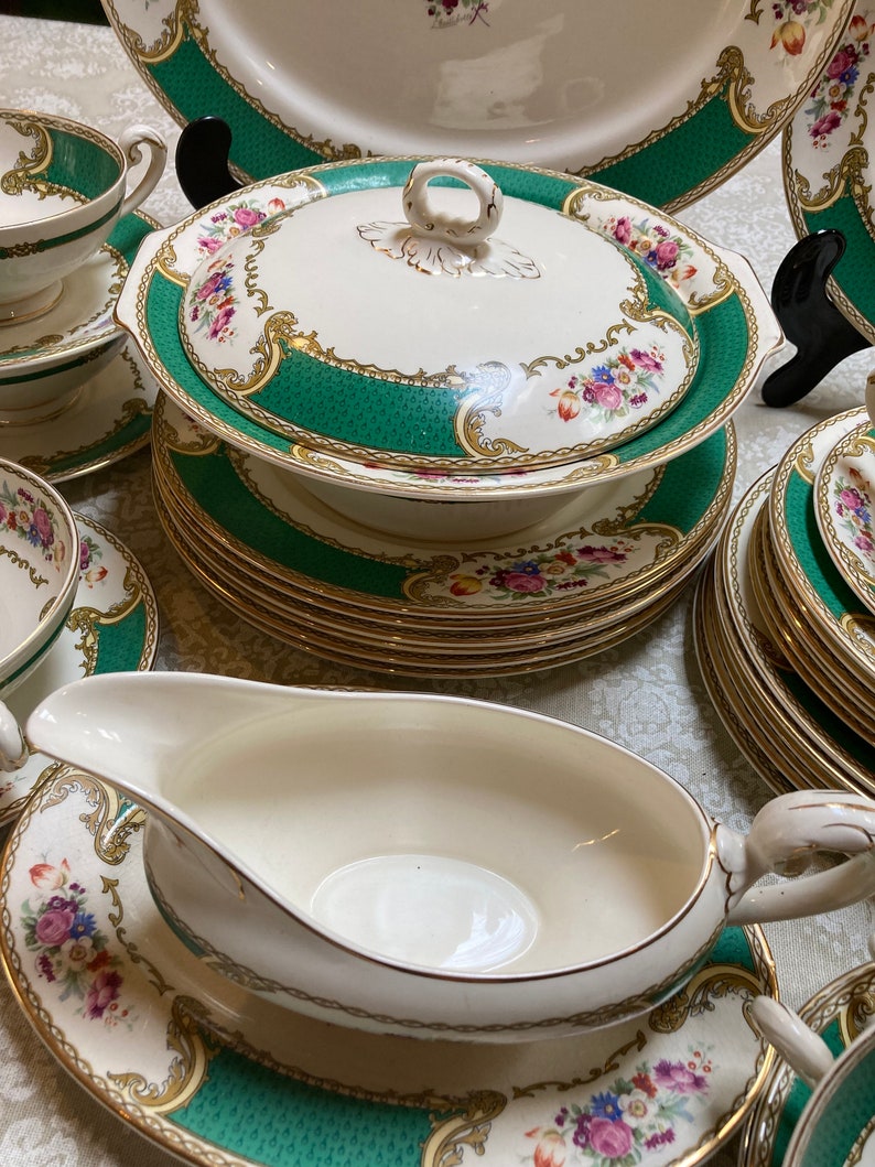 An Antique Myott Staffordshire bouquet Dinner Set - Etsy