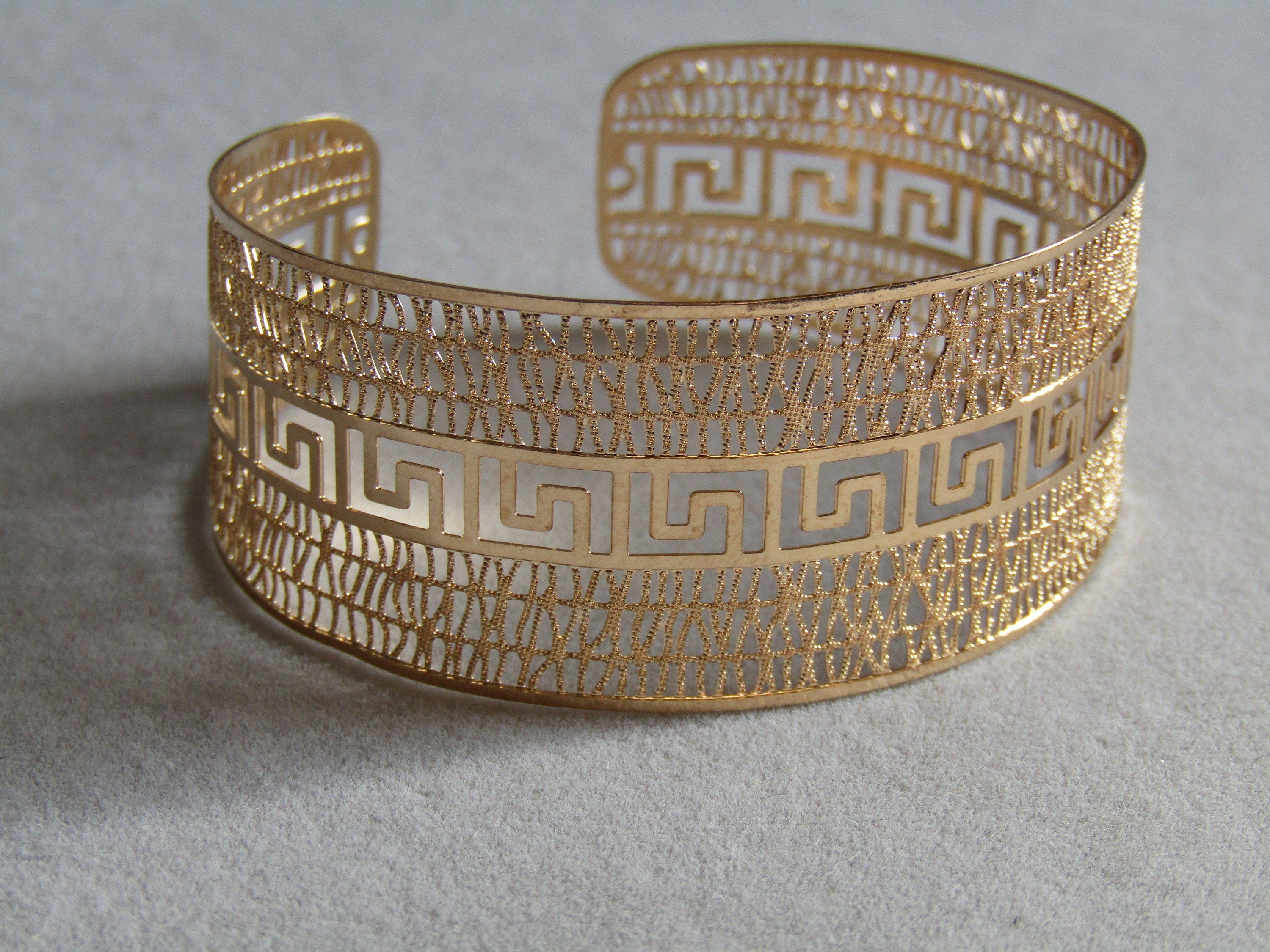 Greek Key Wide Open Cuff Soft Pliable Bangle Bracelet - Etsy