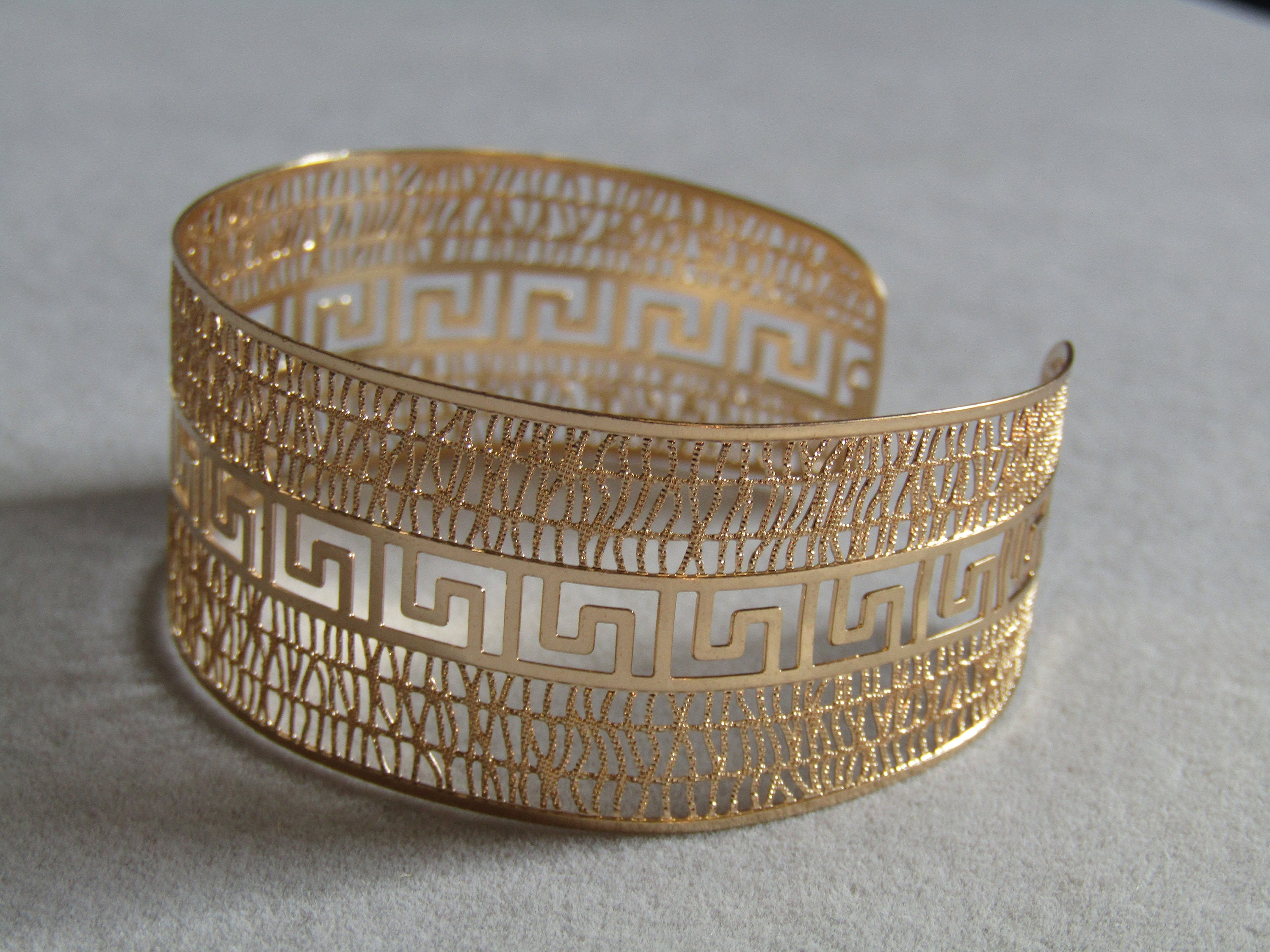 Greek Key Wide Open Cuff Soft Pliable Bangle Bracelet - Etsy