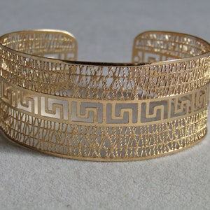 Greek Key Wide Open Cuff Soft Pliable Bangle Bracelet - Etsy