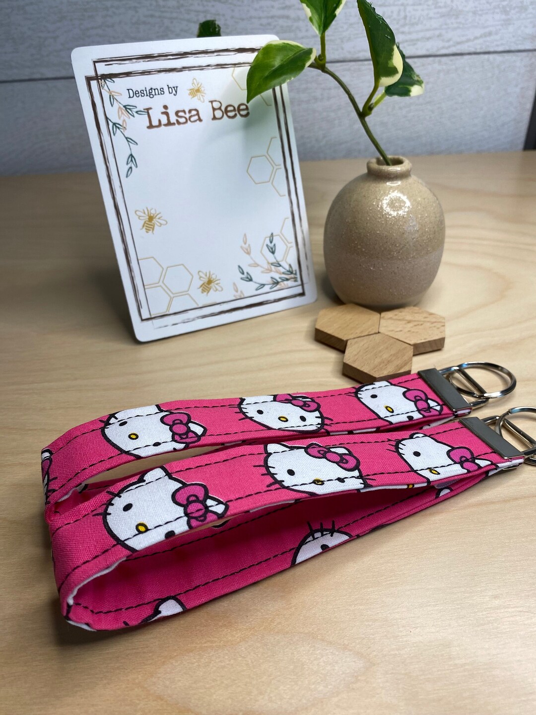 Cartoon Kitty Cat Fabric Key Fob: Wristlet Keychain - Etsy