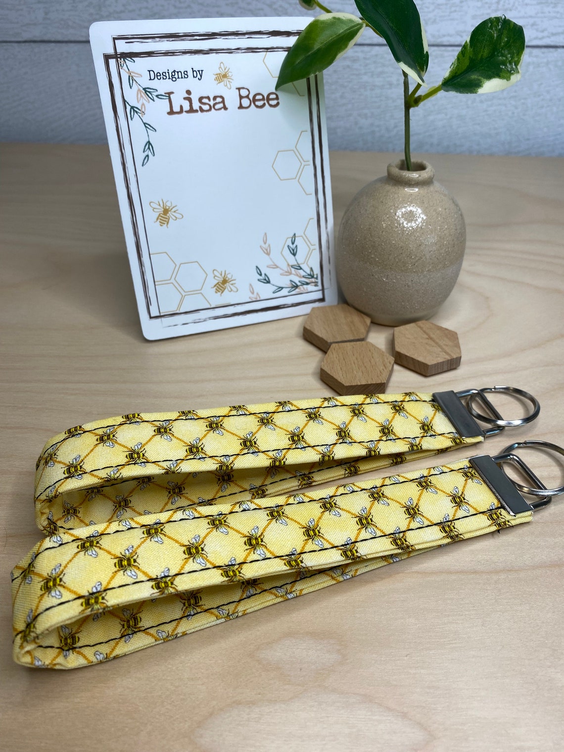 Bumble Bee Fabric Key Fob: Cotton Keychain Wristlet - Etsy