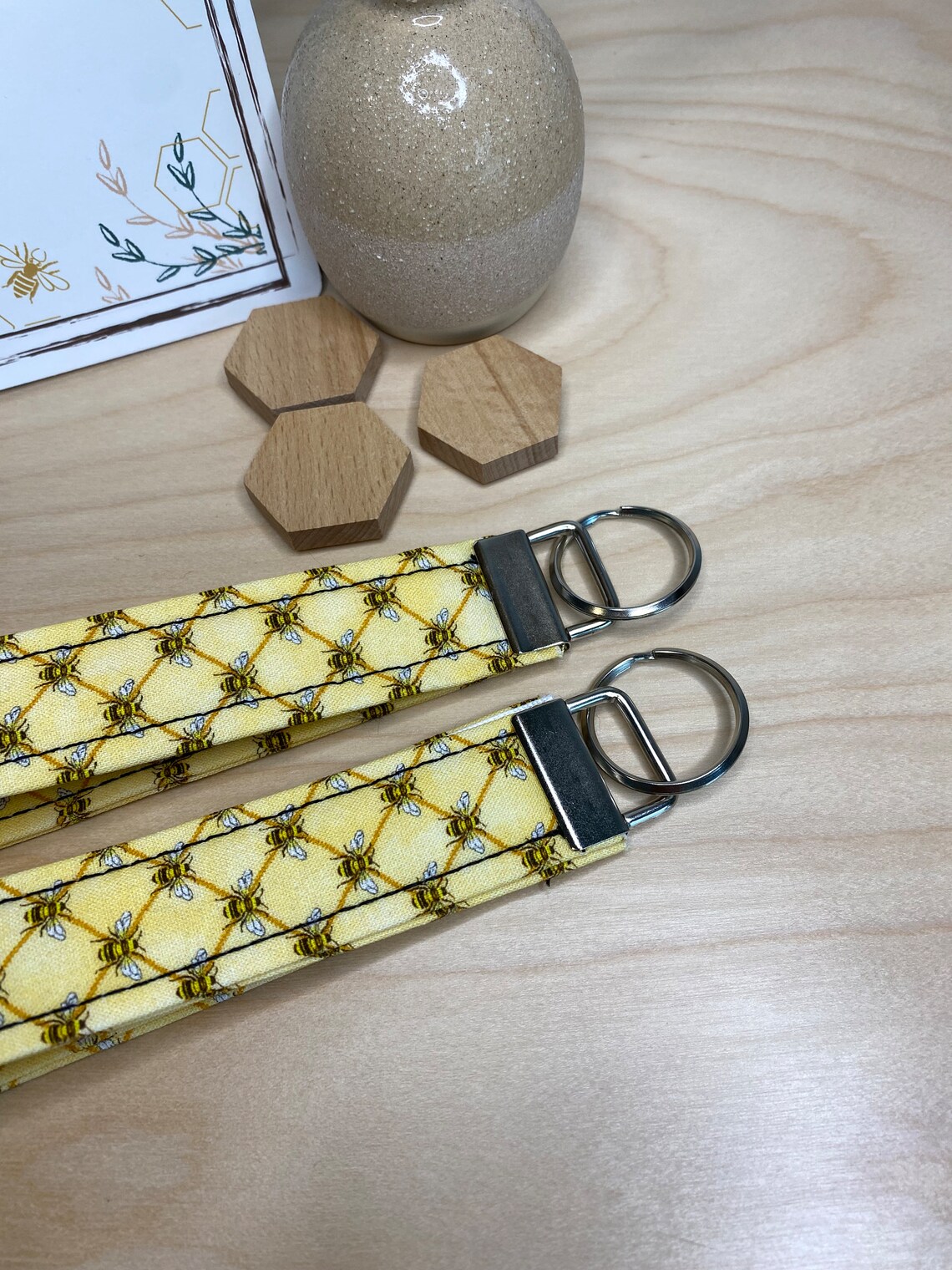 Bumble Bee Fabric Key Fob: Cotton Keychain Wristlet - Etsy