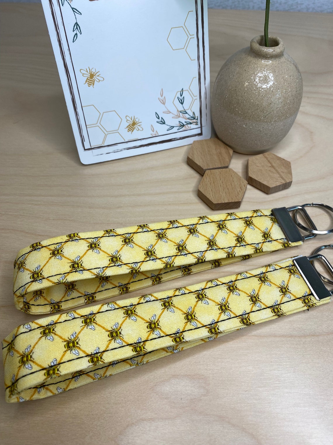 Bumble Bee Fabric Key Fob: Cotton Keychain Wristlet - Etsy