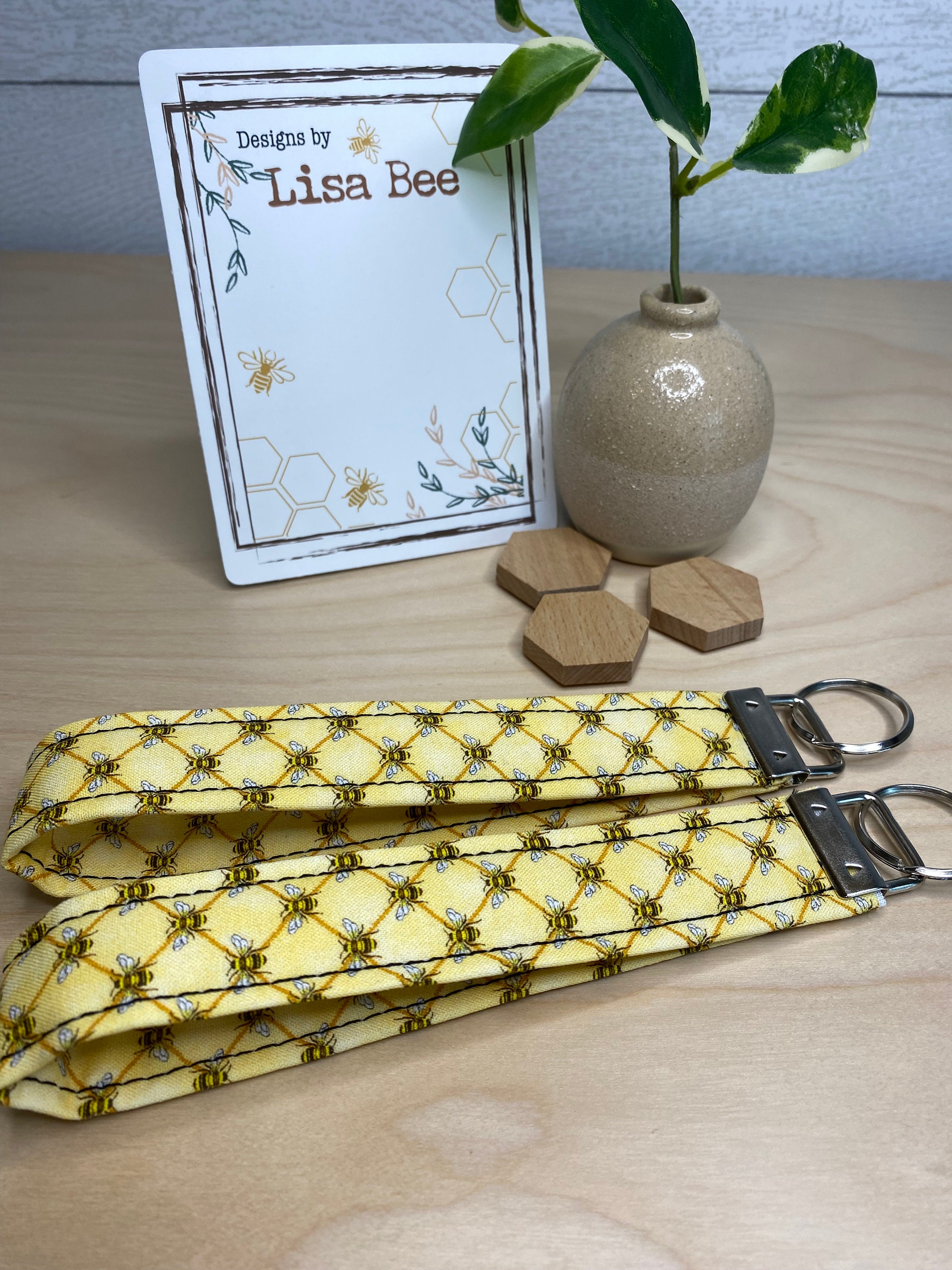 Bumble Bee Fabric Key Fob: Cotton Keychain Wristlet - Etsy
