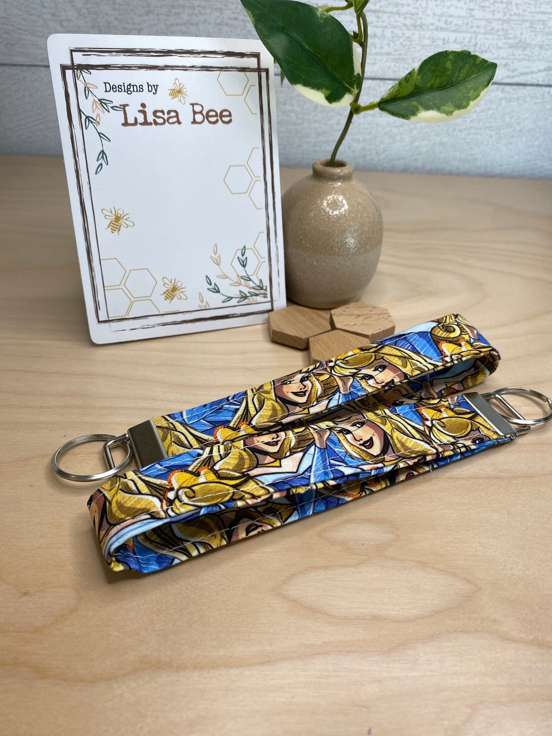 Princess Key Fobs, Princess Keychains, Wristlet, Sketch Fabric Keychain ...