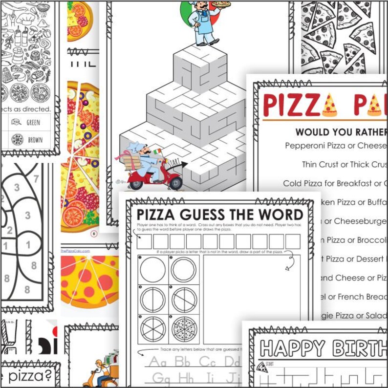 Pizza Birthday Party Pizza Party Favor Pizza Party Placemat - Etsy
