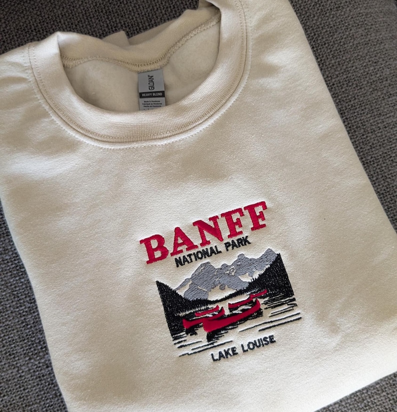 Vintage Style Lake Louise, Banff National Park Embroidered Sweatshirt ...