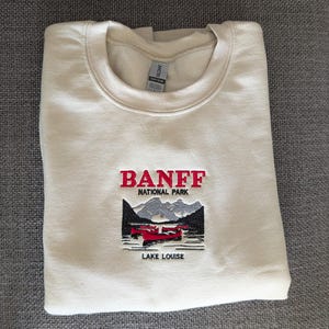 Vintage Style Lake Louise, Banff National Park Embroidered Sweatshirt ...