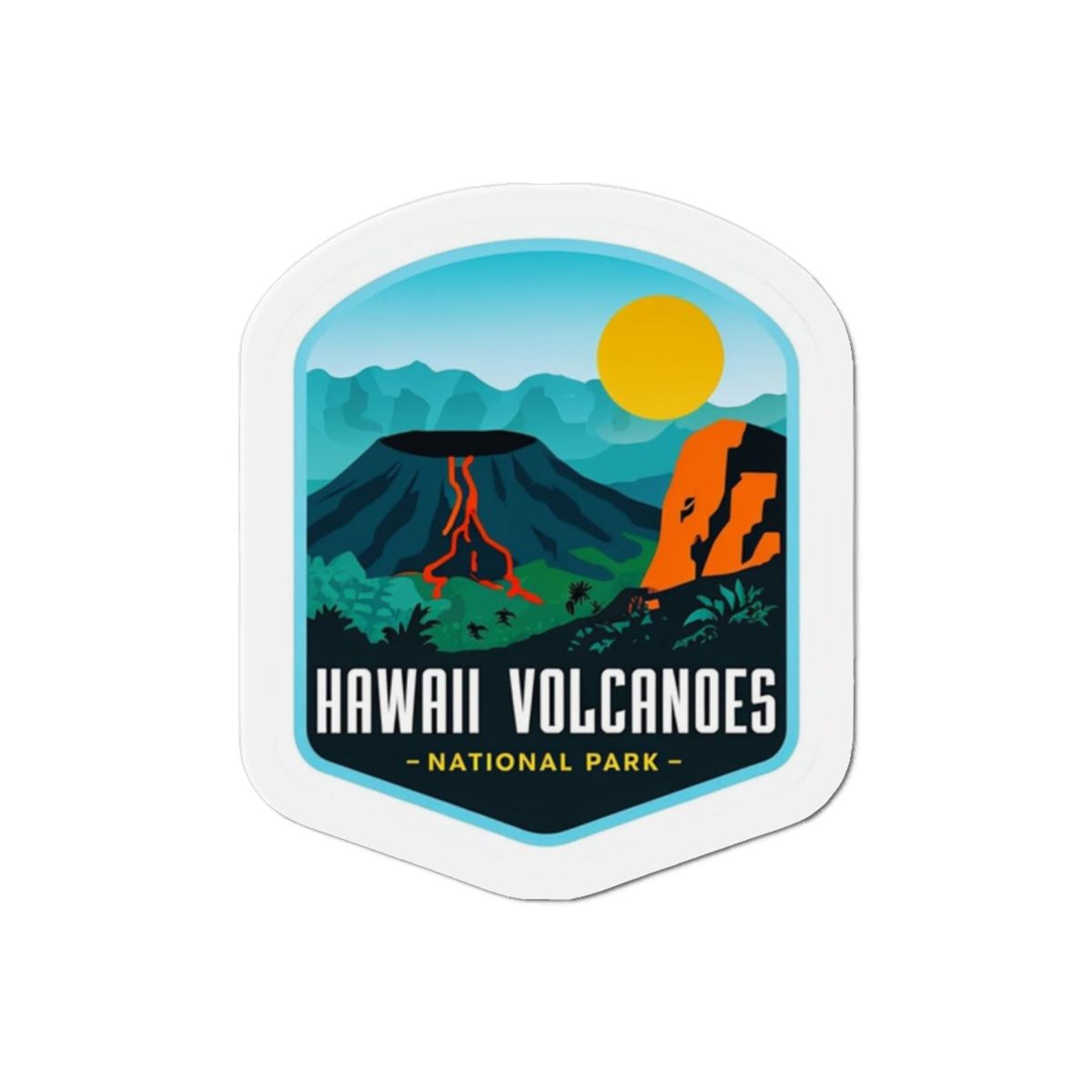Hawaii Volcanoes National Park, USA, Pacific Ocean, Volcano, Badge Die ...