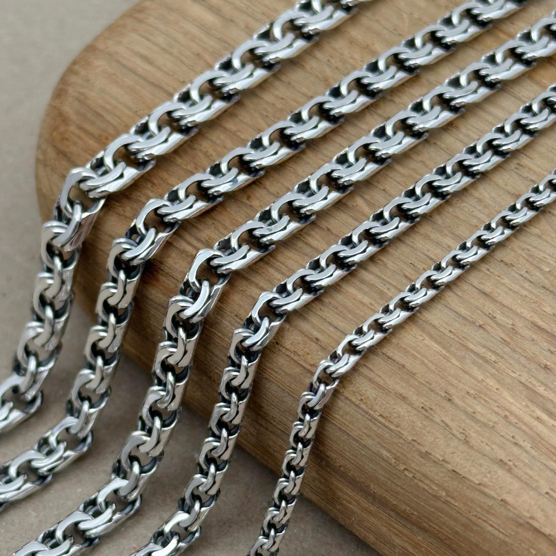 Handmade Byzantine Sterling Silver Chain: Oxidized or Polished Bismarck ...