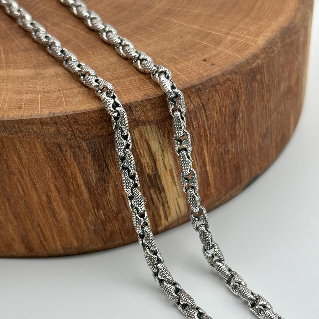 Solid Silver Chain Necklace, 925K Sterling Silver ,oxidized Silver ...