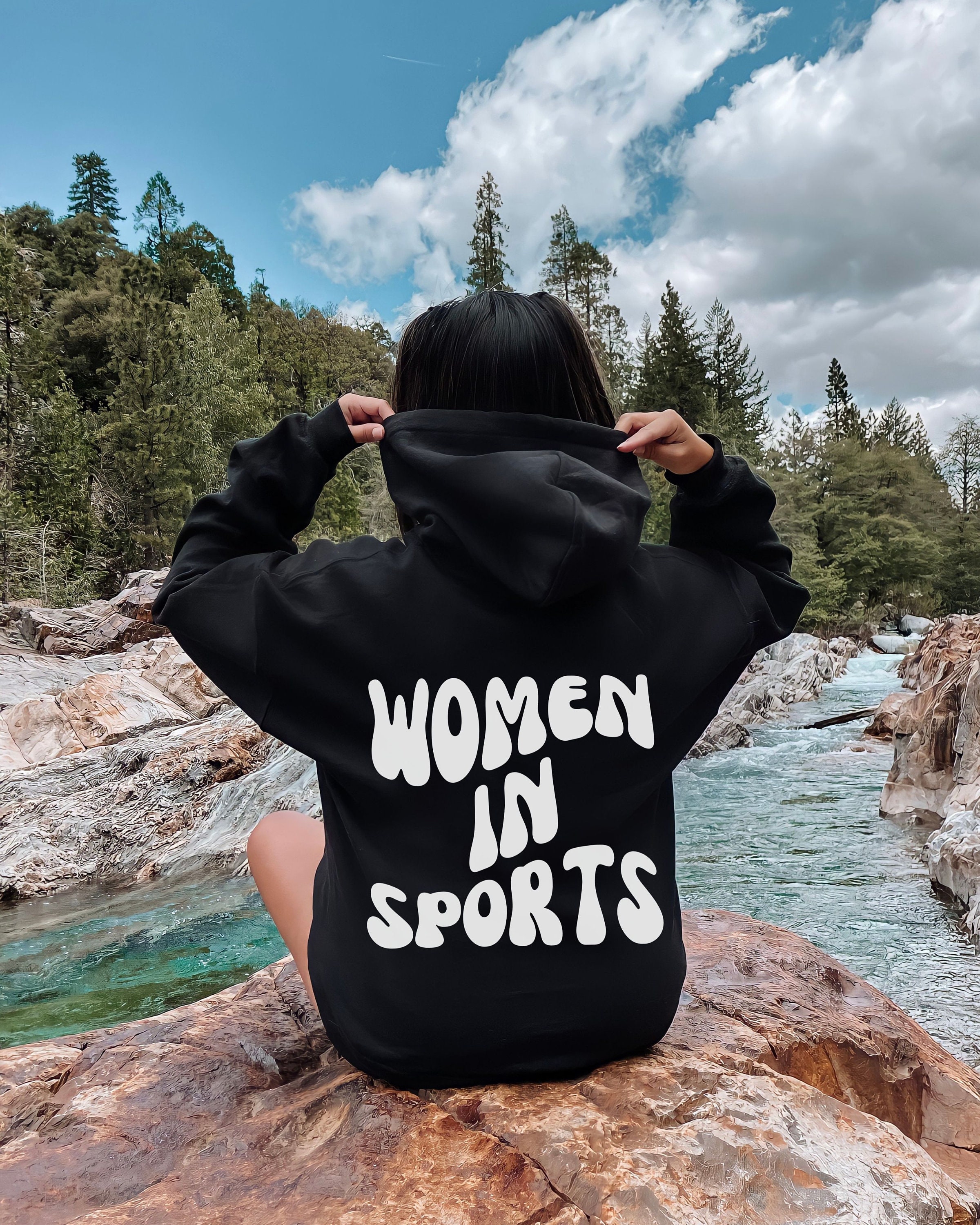 Women in Sports Sweatshirt, Back Print Hoodie, Gym Sweatshirt, Gift for ...