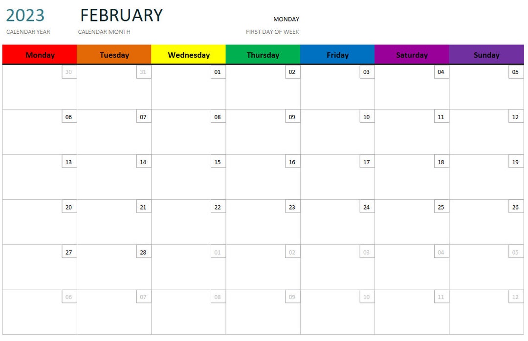 Dynamic Monthly Calendar - Etsy