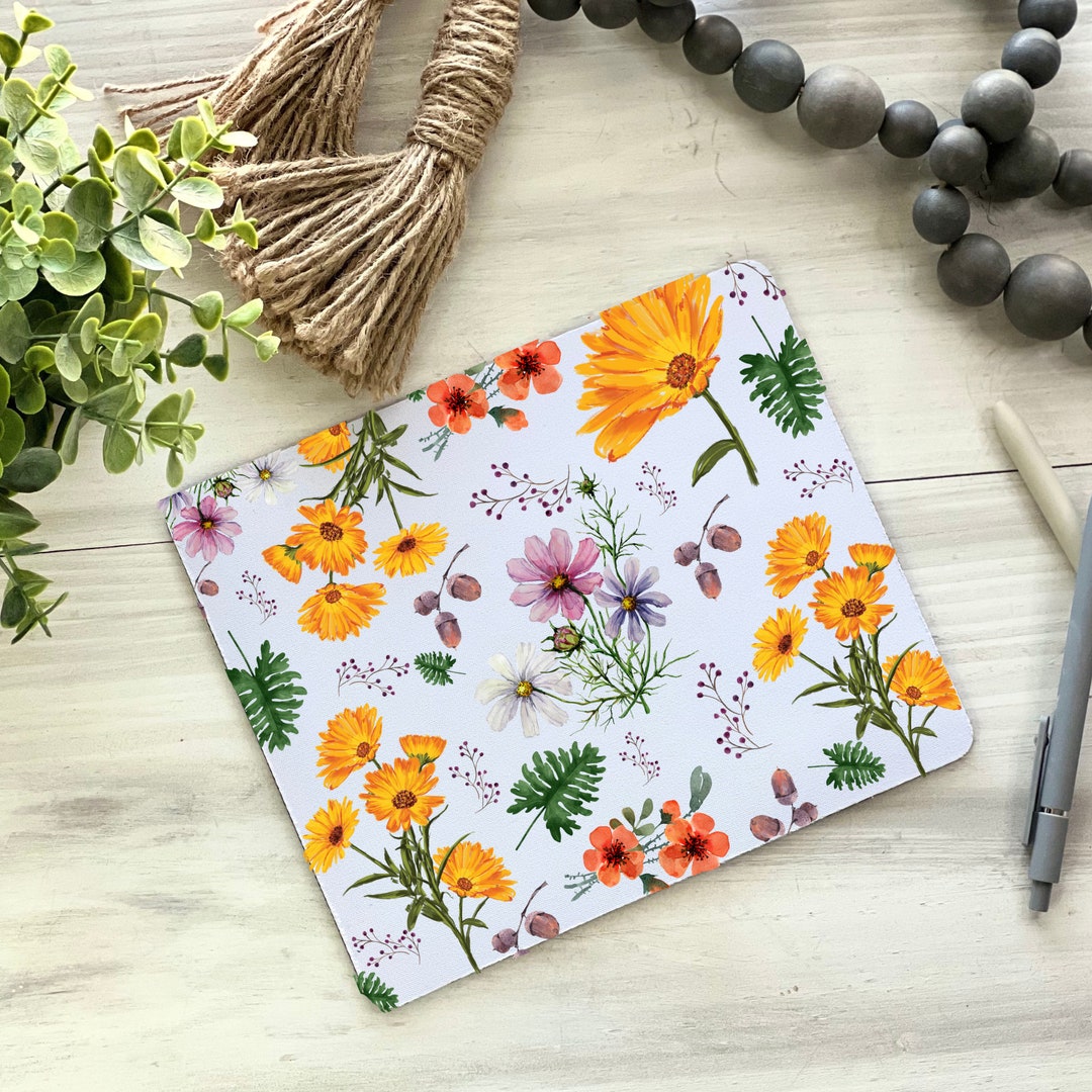 Wildflowers Botanical Mousepad, Aesthetic Office Desk Decor, Gift for ...
