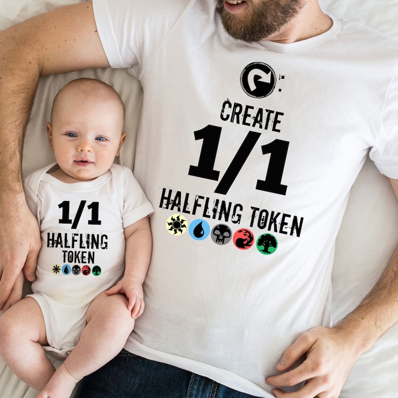 Magic the Gathering Shirt Halfling Token Dad and Baby Son Daughter ...