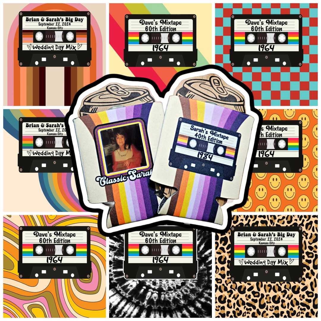 Custom Full Color Birthday Party Coolie Can Cooler Vintage Classic ...