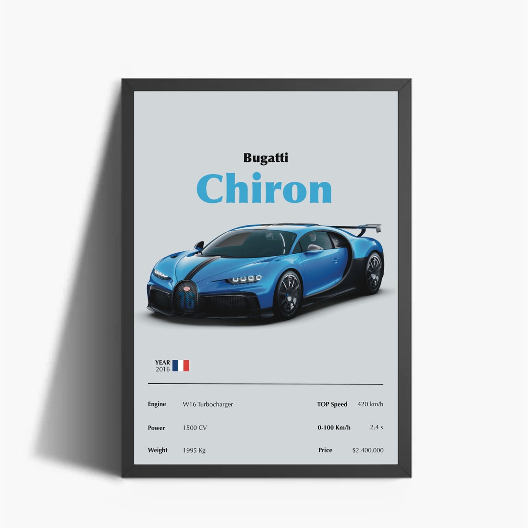 BUGATTI CHIRON Painting Poster for Enthusiasts A3 A4 High Quality ...