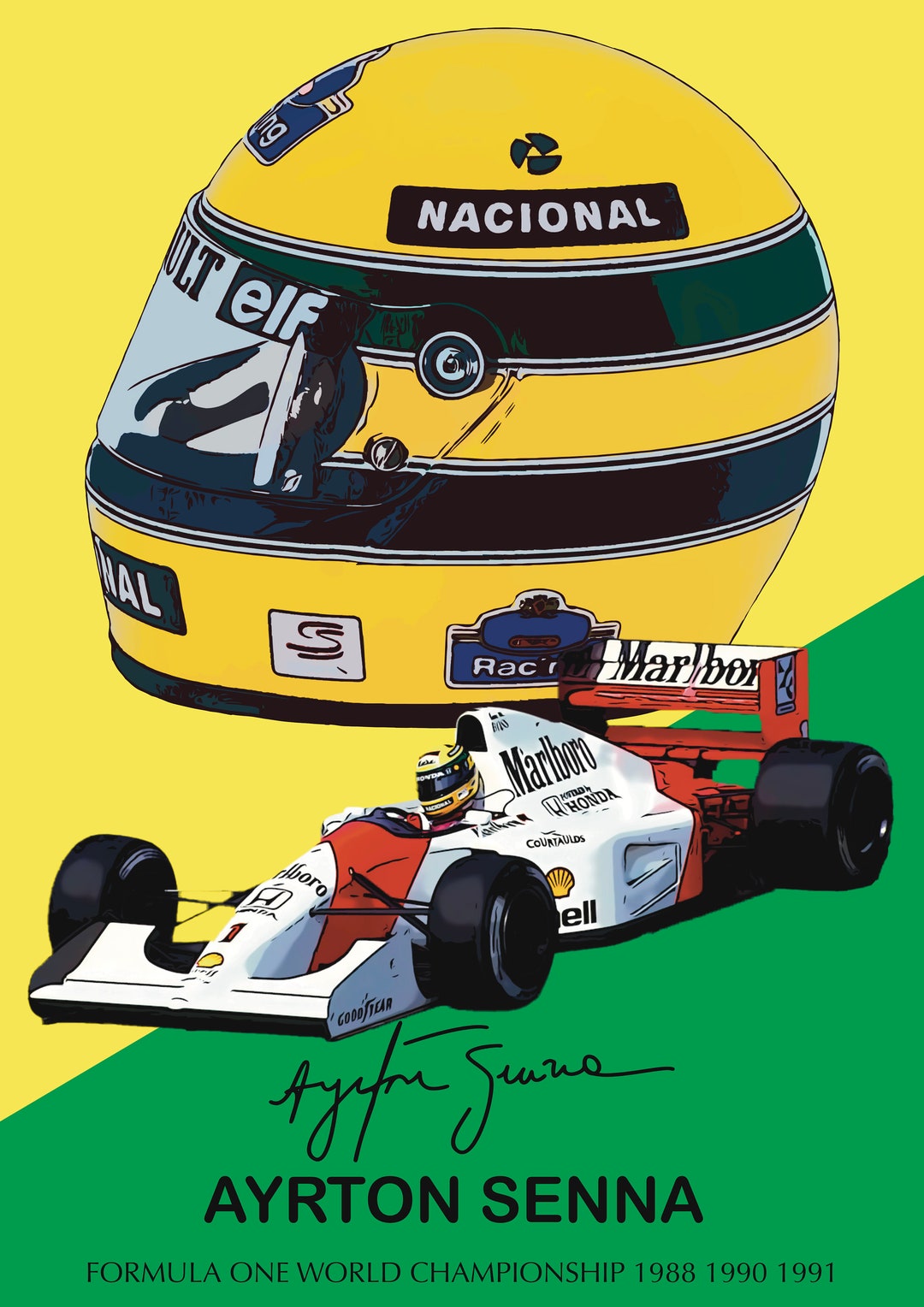 Ayrton Senna Mclaren Artwork Gift Idea Printed Autograph Poster Fans ...