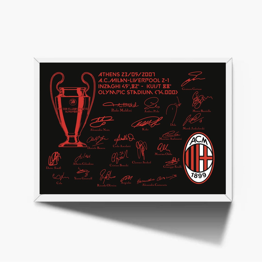 AC MILAN EUROPEAN CHAMPION 2007 Signing Autographs A3 A4 Print High ...