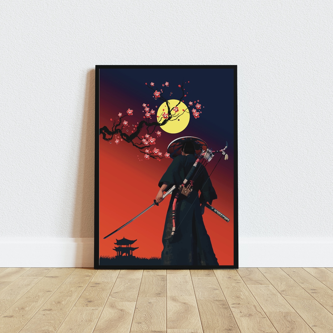 Samurai Print, Japan Travel Poster, Samurai Poster, Retro Samurai Print ...