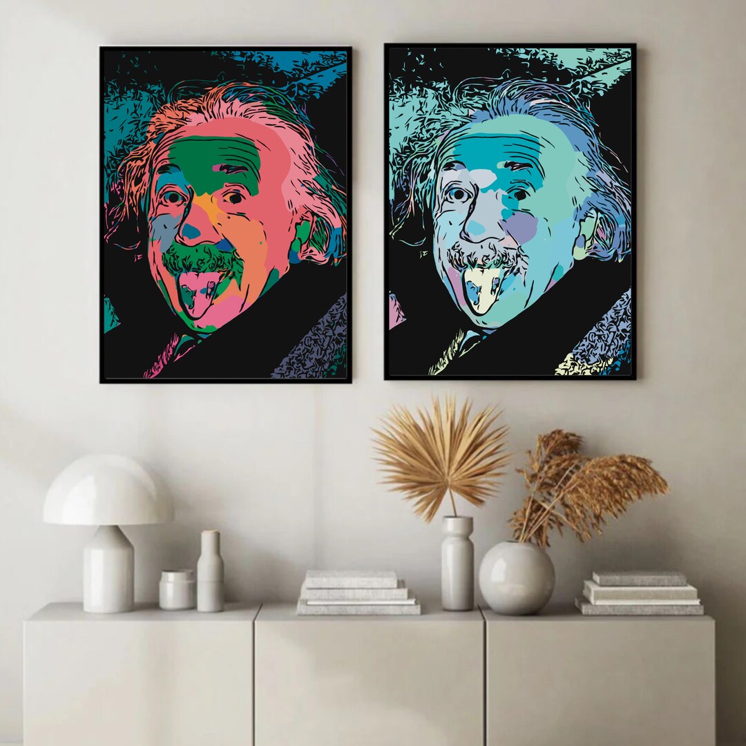 ALBERT EINSTEIN Pop Art Print High Quality Graphics on Fine Paper Black ...