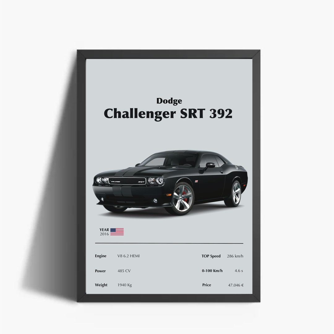 DODGE CHALLENGER SRT Poster Framework for Fans A3 A4 Print Graphic High ...