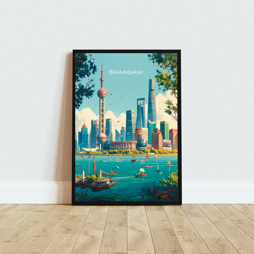 Travel Poster Shanghai Gift Idea Frame Print Souvenir Holiday HD Couple ...