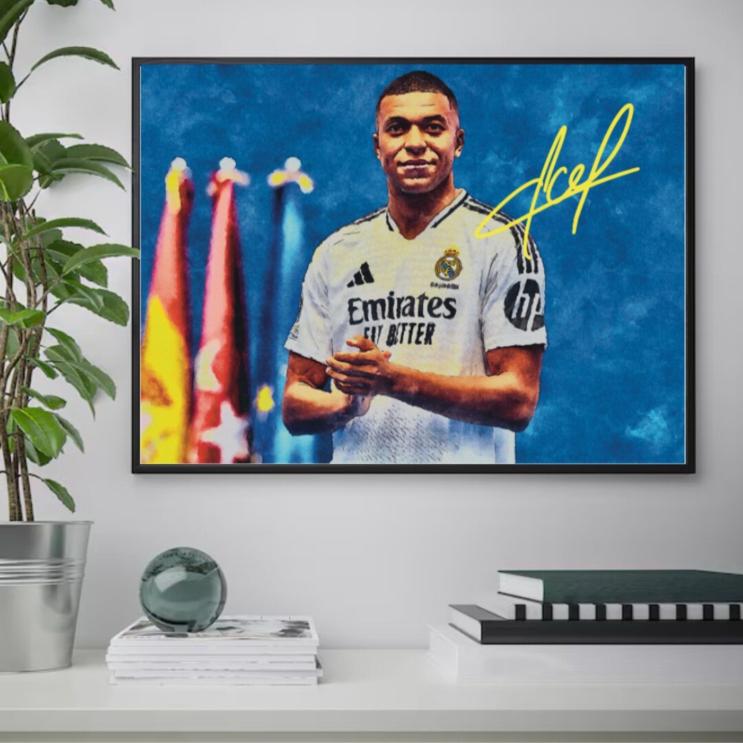 Kylian Mbappé Real Madrid Autograph Gift Idea Autograph Frame Print ...