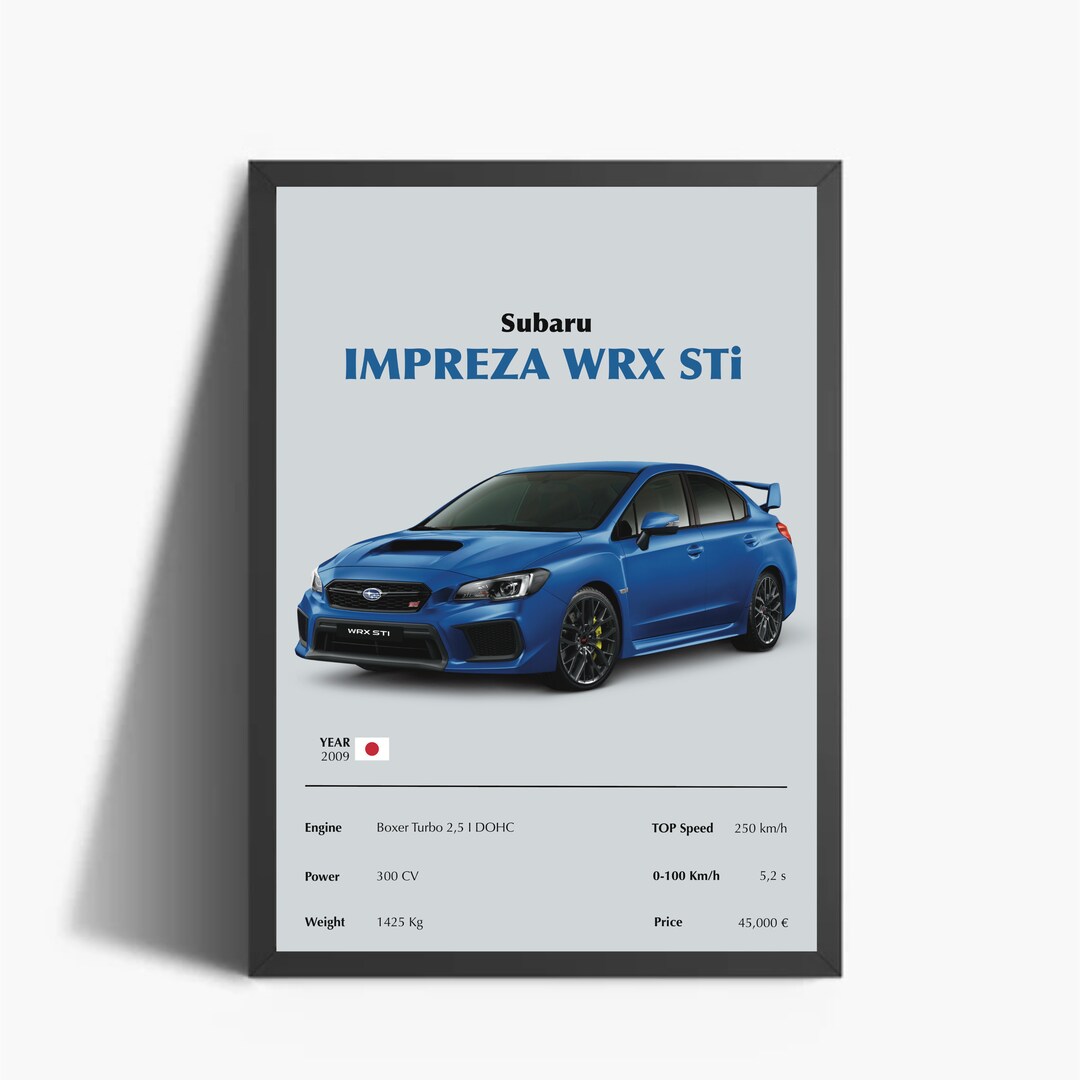 SUBARU IMPREZA WRX Poster Framework for Enthusiasts A3 A4 Print Graphic ...