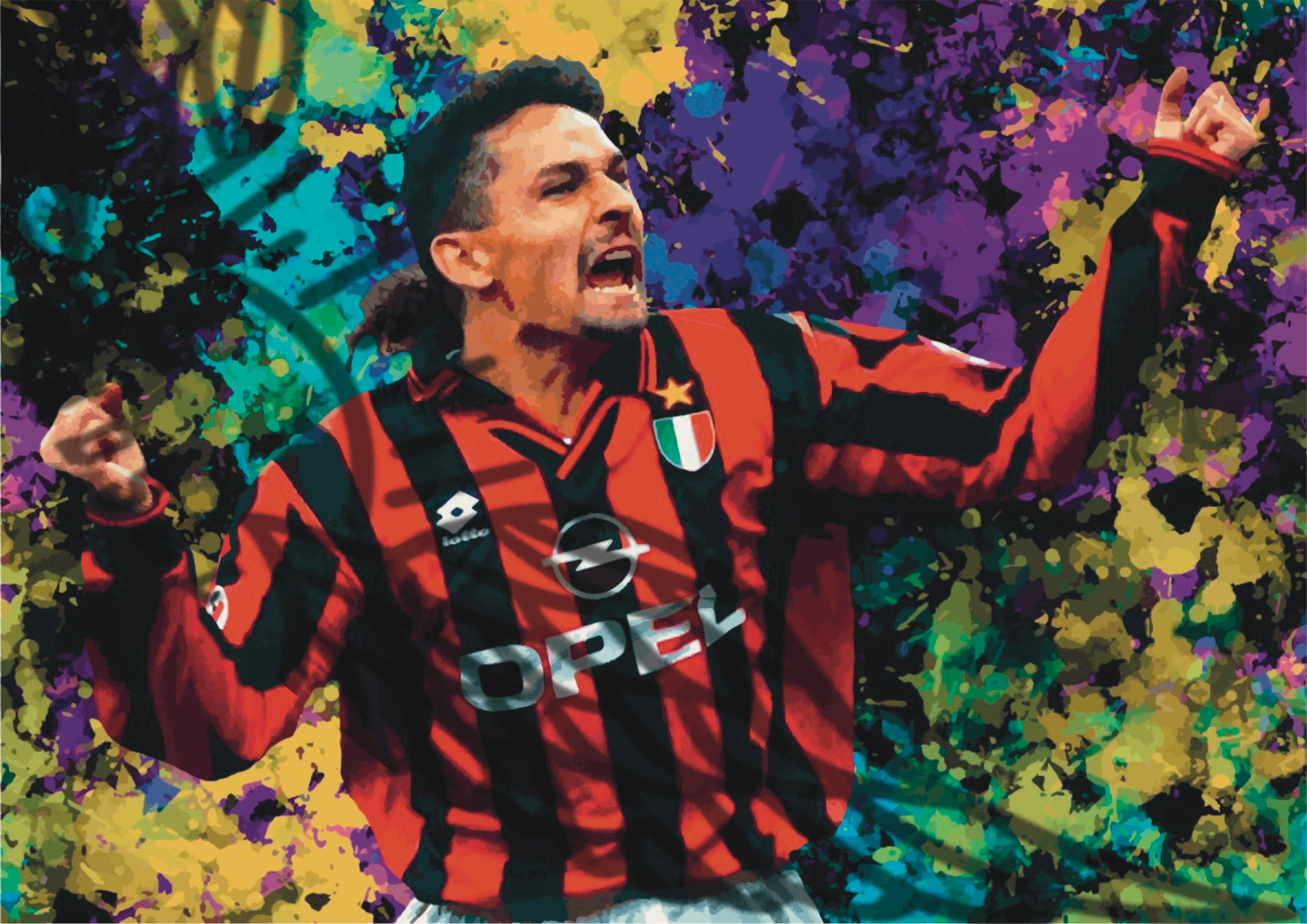 Roberto Baggio A.C. Milan Print High Quality Graphics on Fine ART Paper ...