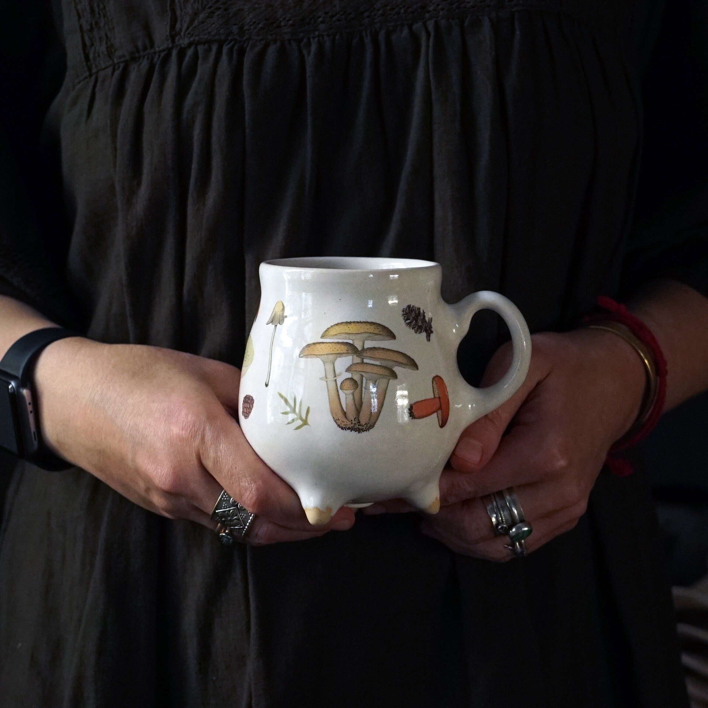 Witches Cauldron Mug With Mushrooms Overglaze Painting Pottery Cauldron ...