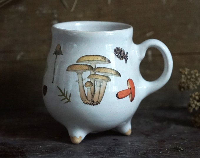 Witches Cauldron Mug With Mushrooms Overglaze Painting Pottery Cauldron ...