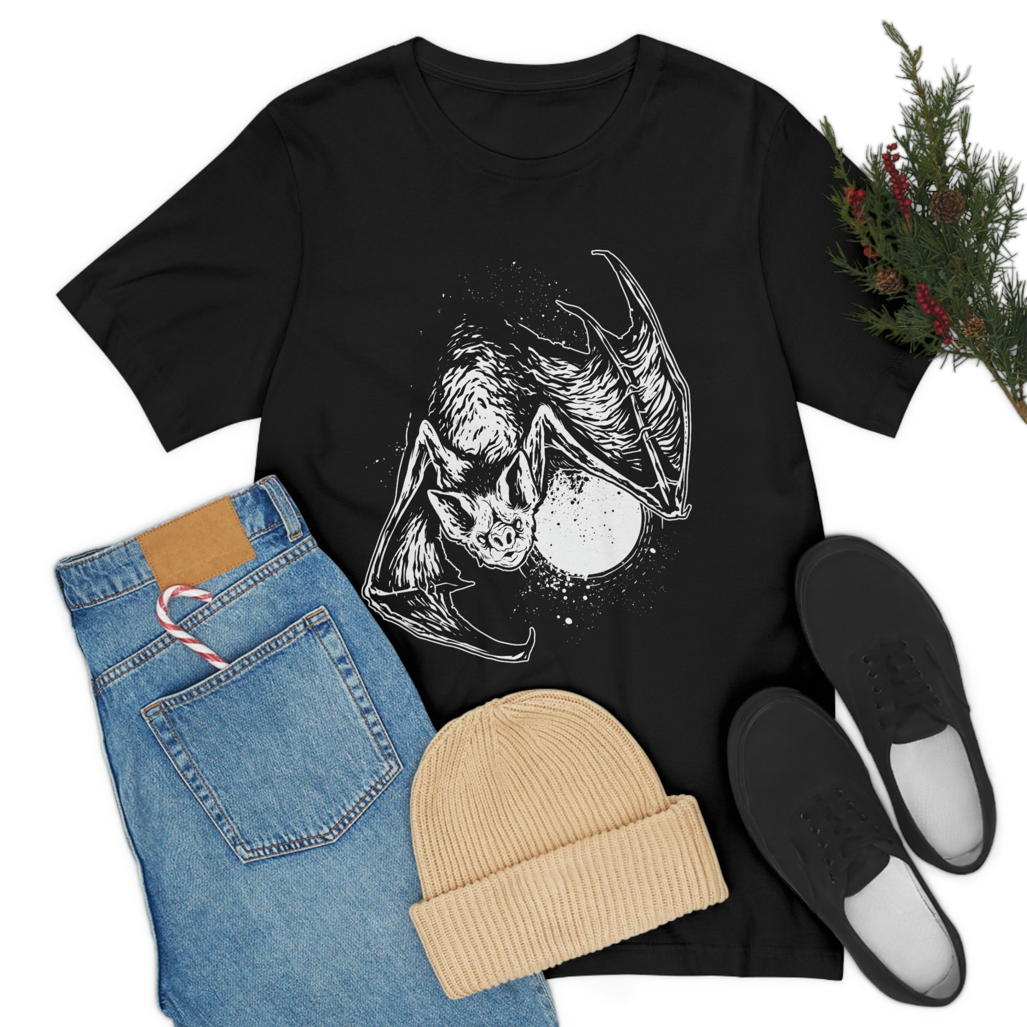 The Bat T-shirt, Black T-shirt, Bat Shirt, Animals Shirt, Scary Bat and ...