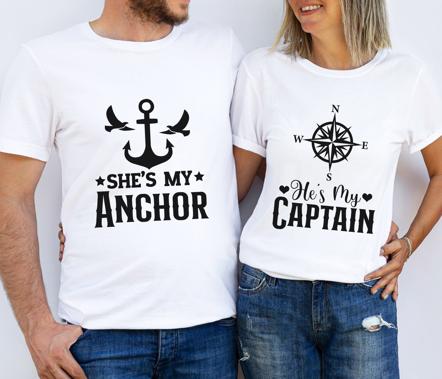 She's My Anchor, He's My Captain Matching Couples Shirts, Couples ...
