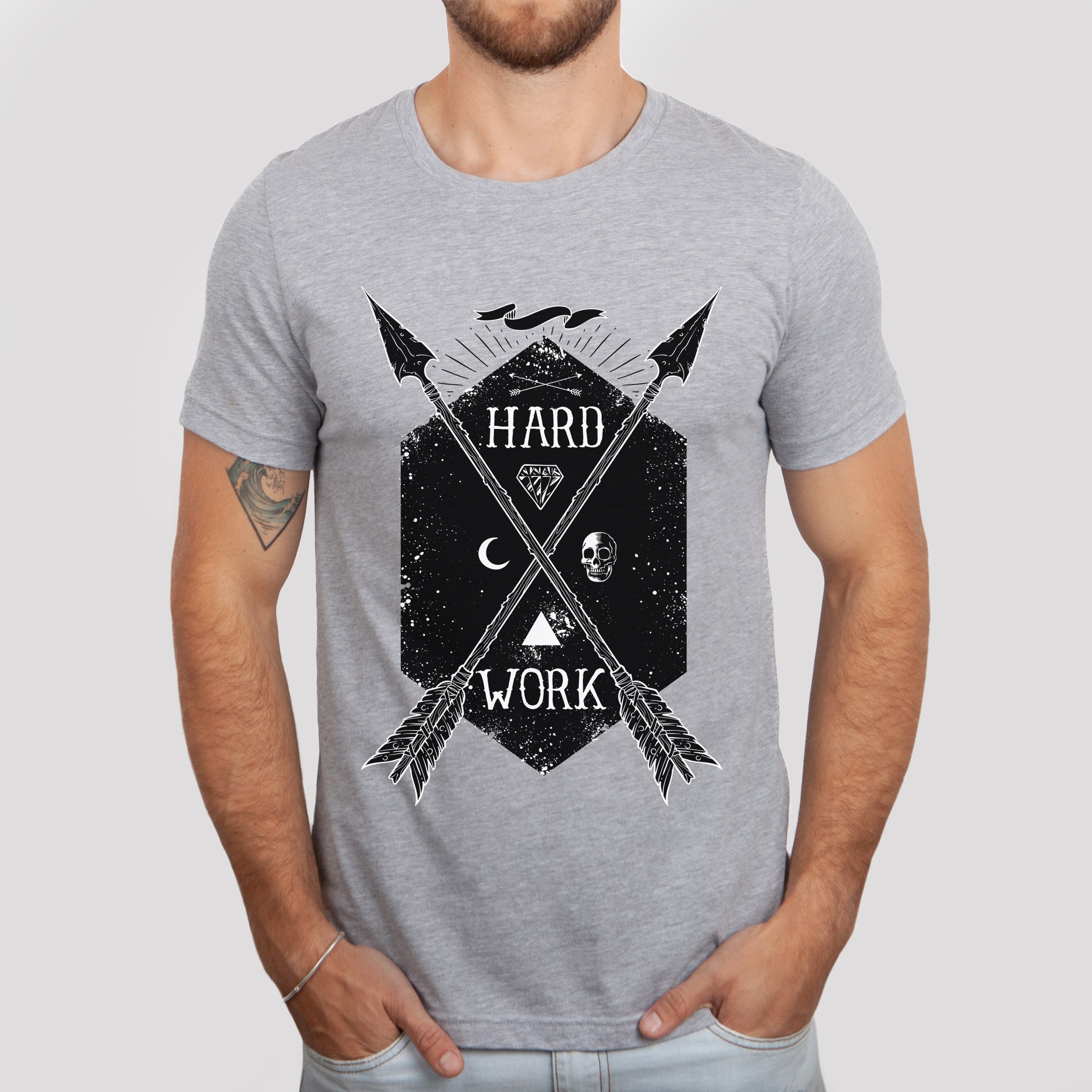 Hard Work T-shirt, Shirt With Arrows, Skull T-shirt, Mystery and Horror ...