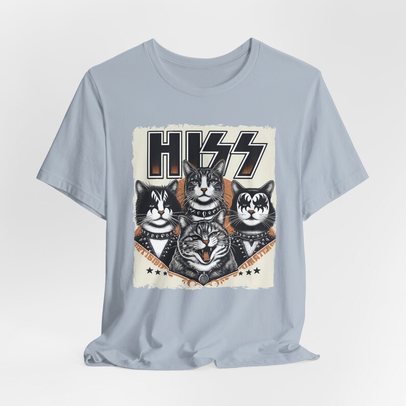 Hiss Cats T-shirt, Rocker Kittens Shirt, Funny Kiss Parody T-shirt ...