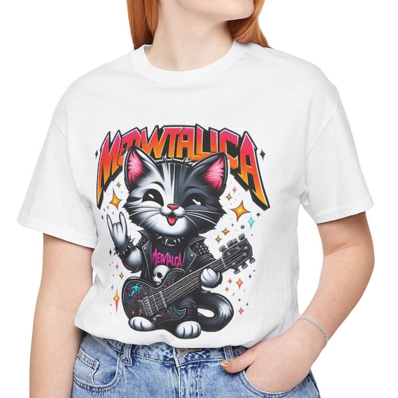 Funny Cat Meowtallica Shirt, Humour Cat Shirt, Cat Lovers Fun T Shirt ...