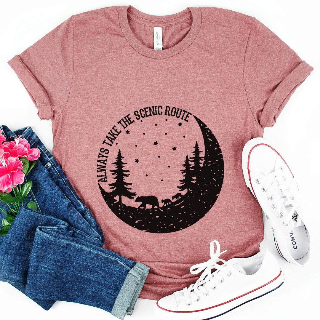 Always Take the Scenic Route T-shirt, Travelers Shirt, Shirt With Moon ...
