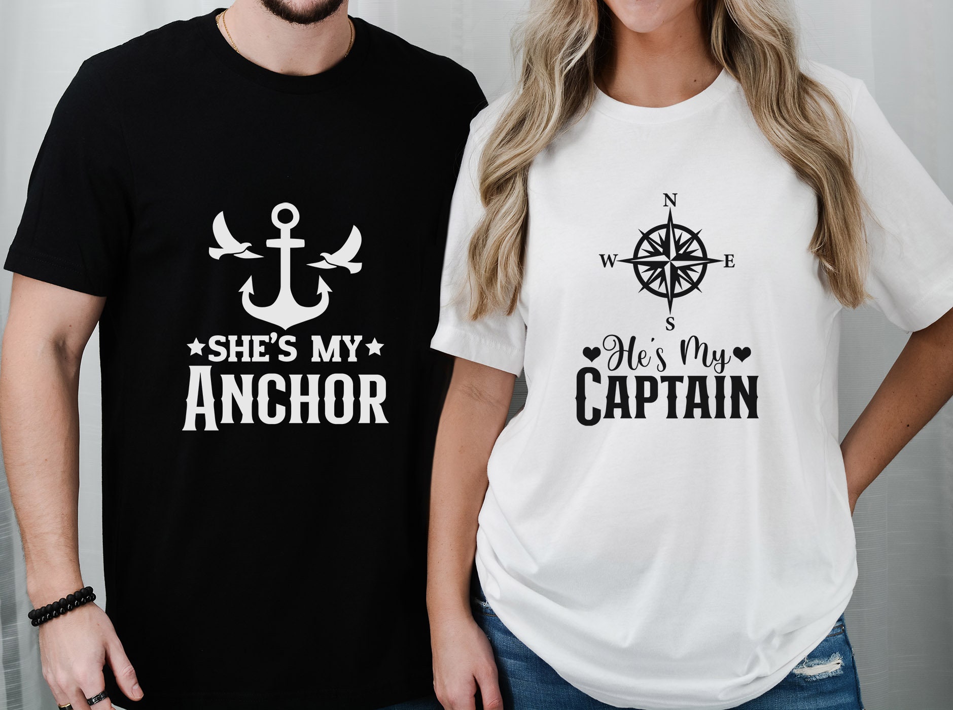 She's My Anchor, He's My Captain Matching Couples Shirts, Couples ...
