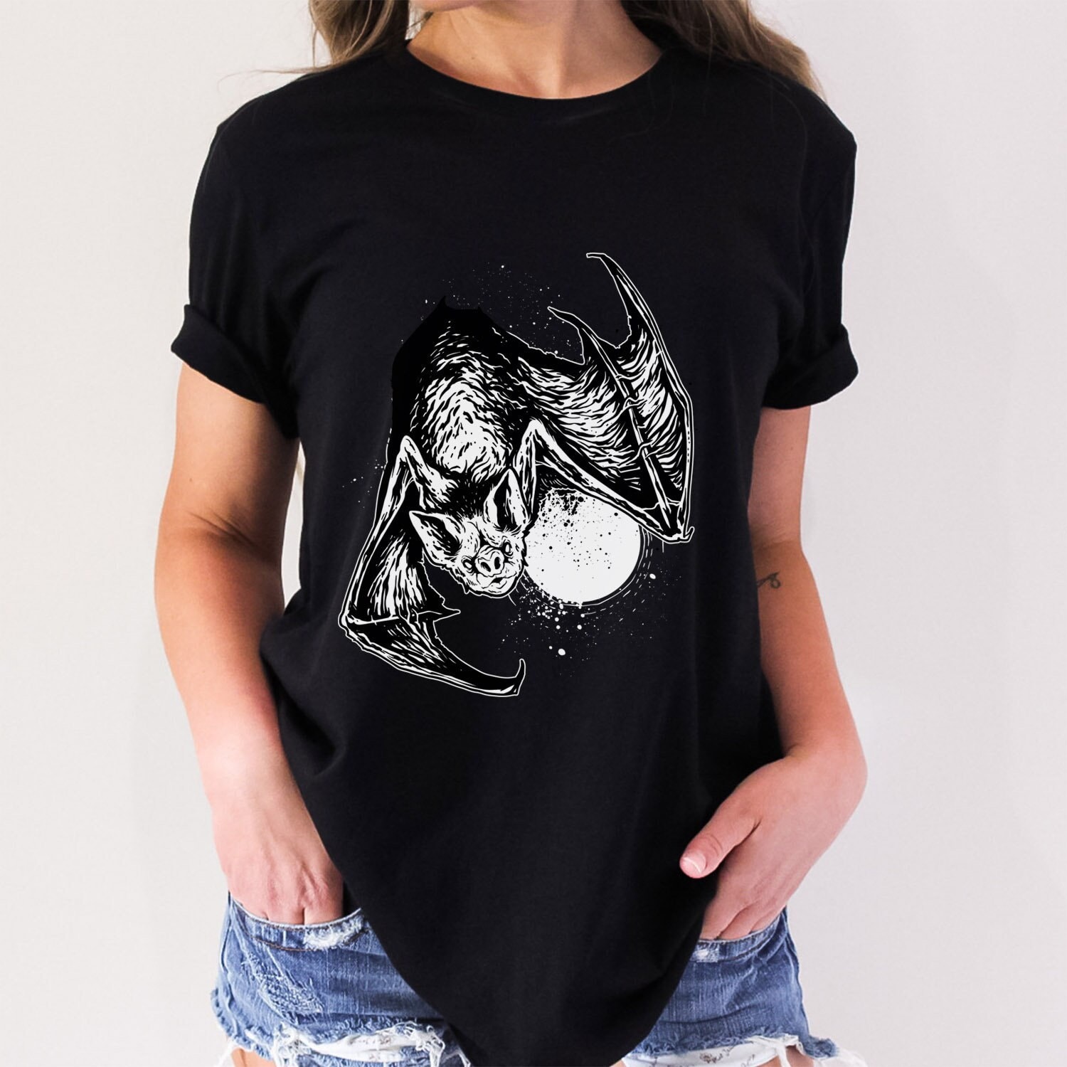 The Bat T-shirt, Black T-shirt, Bat Shirt, Animals Shirt, Scary Bat and ...