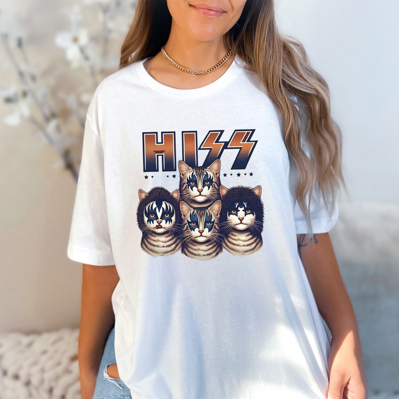 Hiss Cats T-shirt, Kittens Rock Shirt, Kiss Funny Parody T-shirt ...