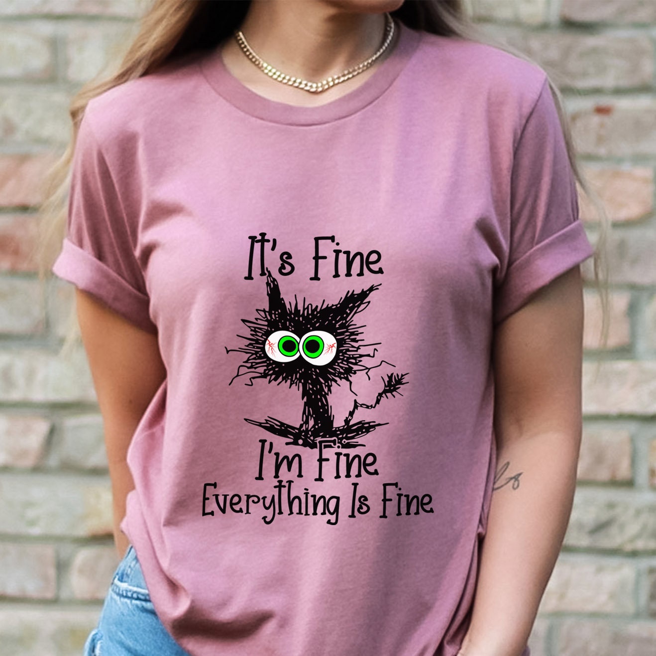 It's Fine I'm Fine Everything is Fine Shirt, It's Fine Cat Shirt ...