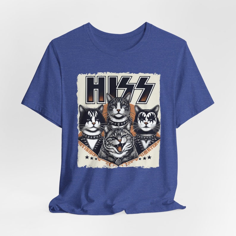 Hiss Cats T-shirt, Rocker Kittens Shirt, Funny Kiss Parody T-shirt ...