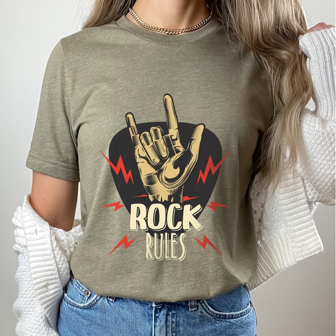Rock Rules Shirt, Rock and Roll T-shirt, Rock and Roll Salute Shirt ...